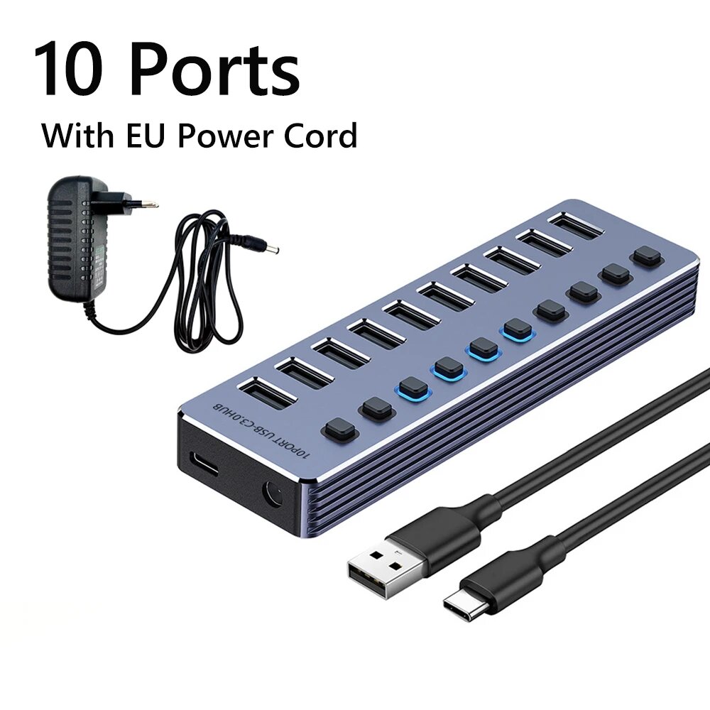 KEBIDUMEI USB 3.0 концентратор 10 портов 10Ports With EU Plug