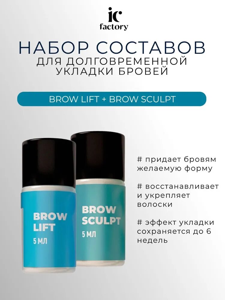 Набор составов для долговременной укладки бровей Innovator Cosmetics 1+2 состав 5 мл