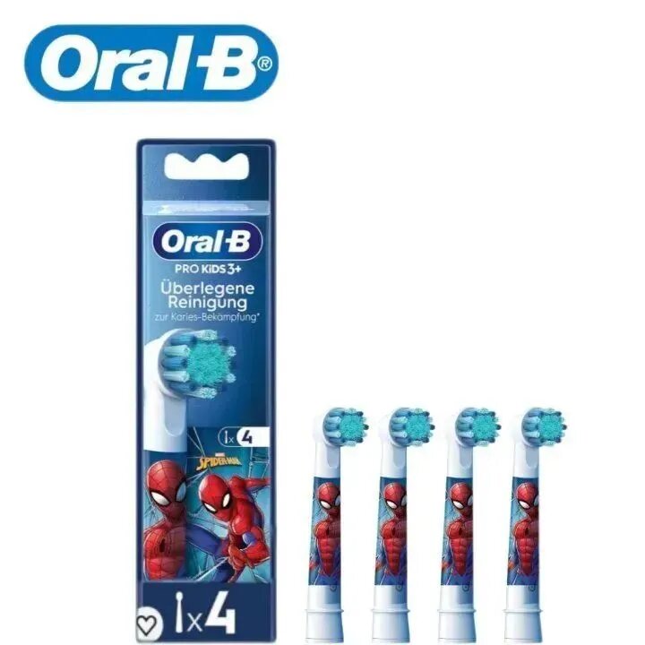 Сменные насадки для детской электрической зубной щетки Oral B EB10-4 Spider Man, 4 шт.