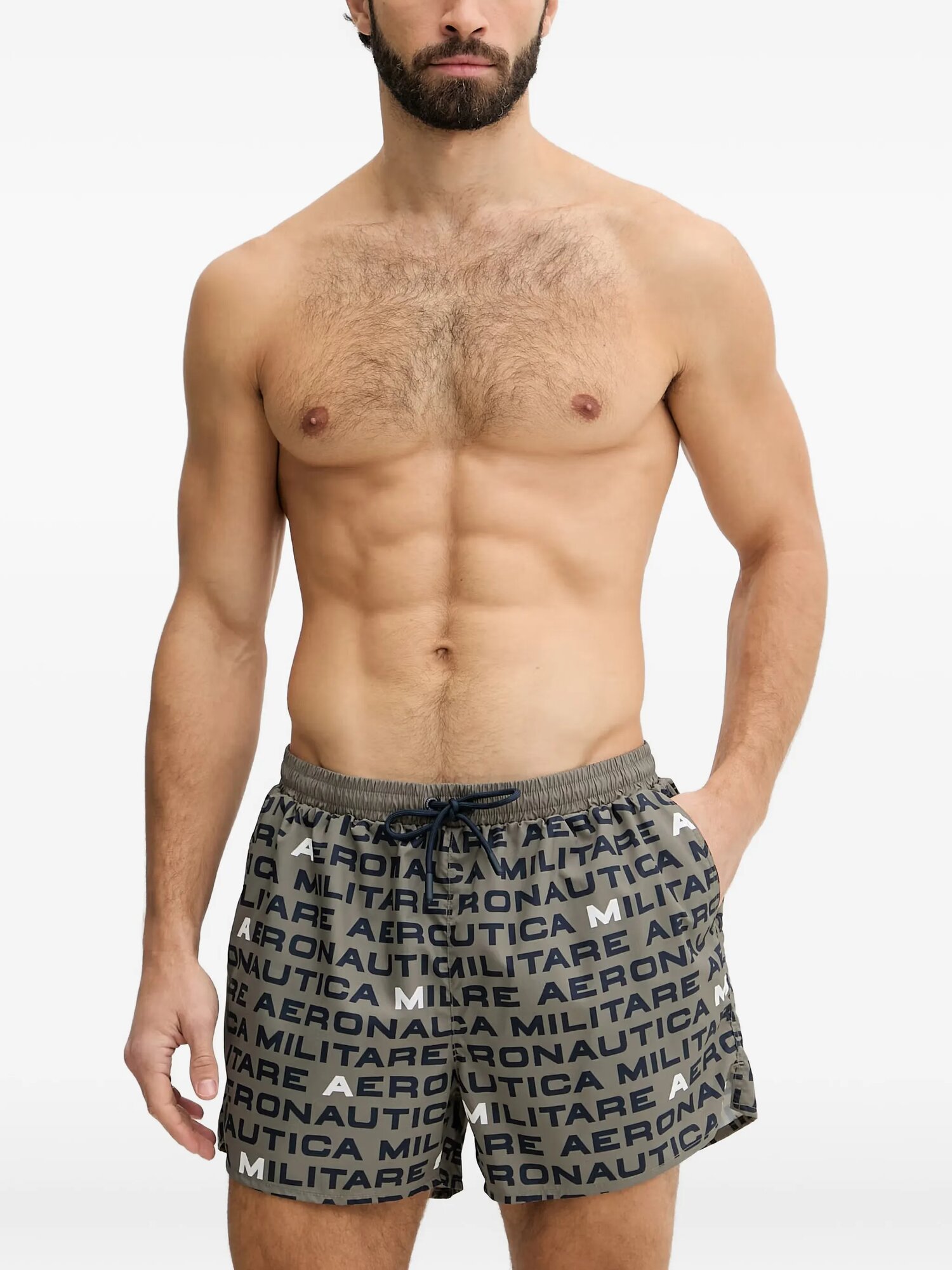 Шорты для плавания Aeronautica Militare Logo-print drawstring swim shorts, размер 50 — фото 1