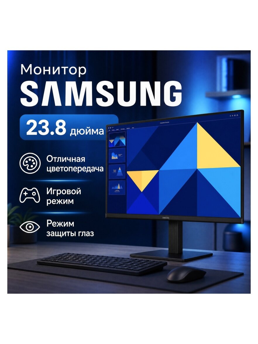 Монитор Samsung S24D300GAI 23.8" Black