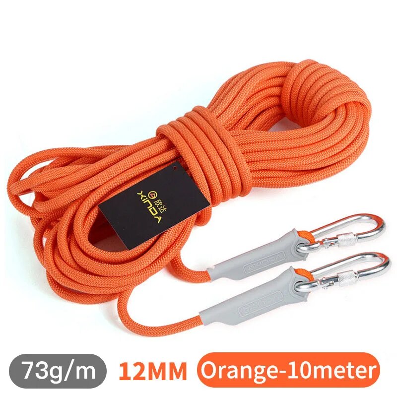 XINDA Веревка для альпинизма 10 мм армейский зеленый Оранжевый, 12mm-Orange-10meter