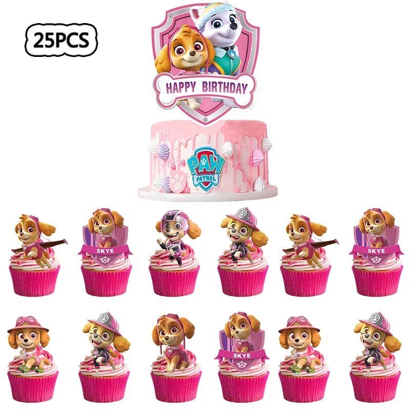 Набор для праздника Щенячий патруль от TAKARA TOMY Розовый, Cake topper-25PCS