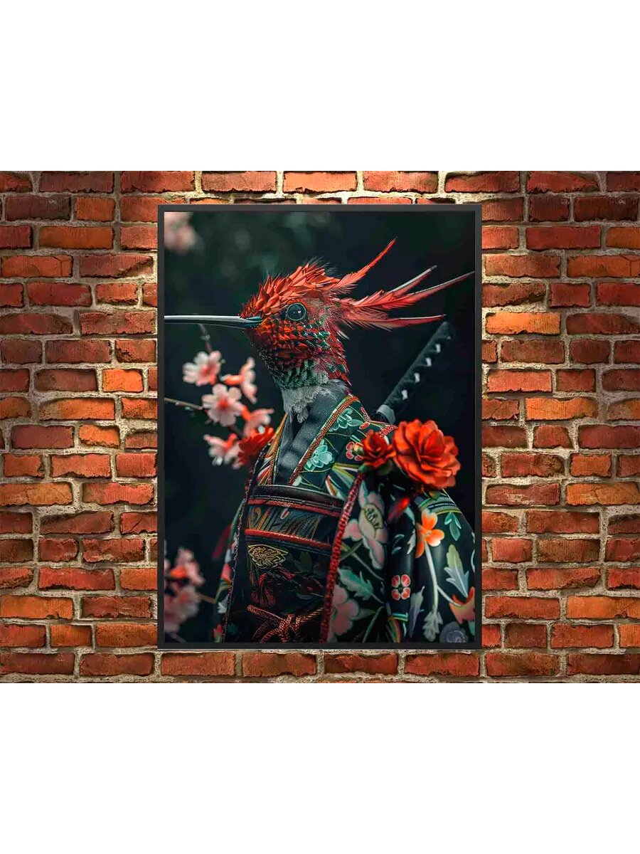 Колибри-птица-самурай 1, Плакат 30x42см