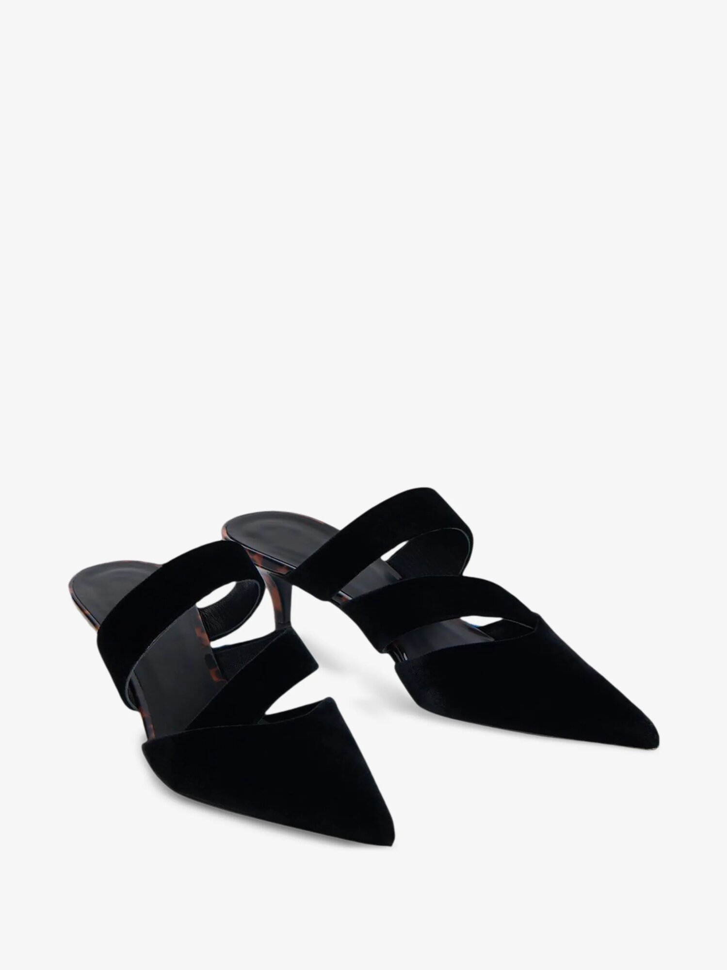 Мюли BALMAIN Velvet tortoiseshell-effect mules, размер 40, black — фото 1