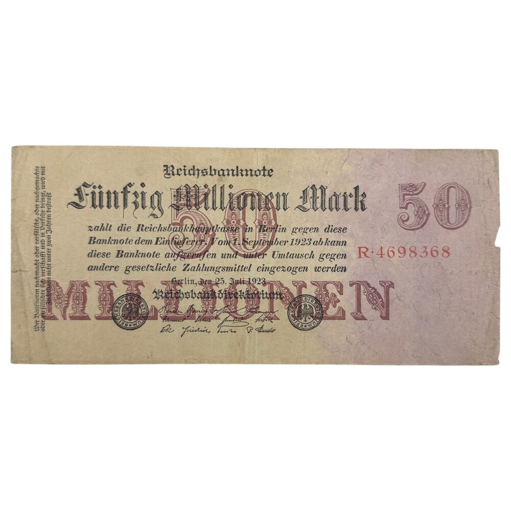 Веймарская республика (Германия) 50000000 (50 миллионов) марок 1923 г. (25.07) (Серия R)