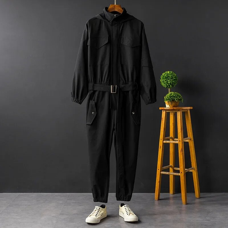Мужской готический комбинезон Dark Green Harajuku из хлопка и полиэстера XL, Черный, черный