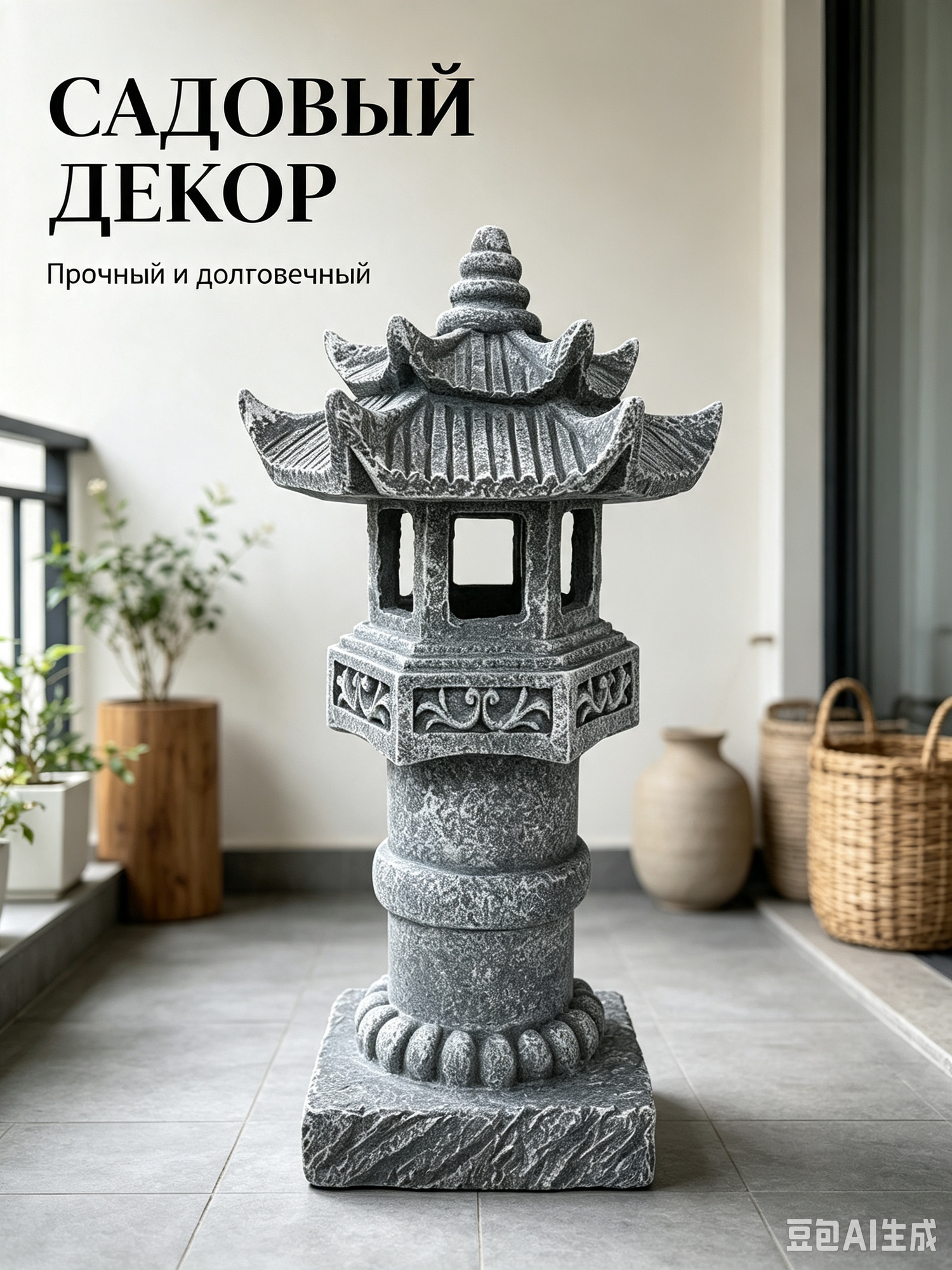 Открытый солнечный фонарь, каменная башня дзен в китайском стиле