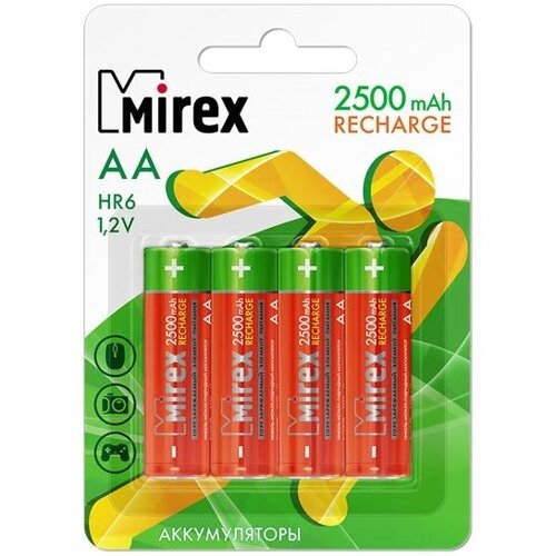 Аккумуляторная батарейка АА Mirex HR6 2500мА/ч Ni-Mh в блистере 4шт.
