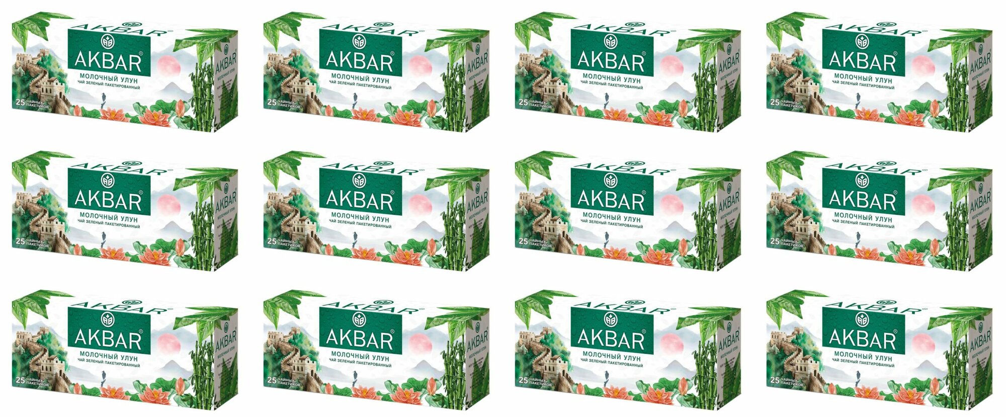 Akbar Чай Зеленый в пакетиках, Молочный улун, 25х1.5 гр, 12 уп