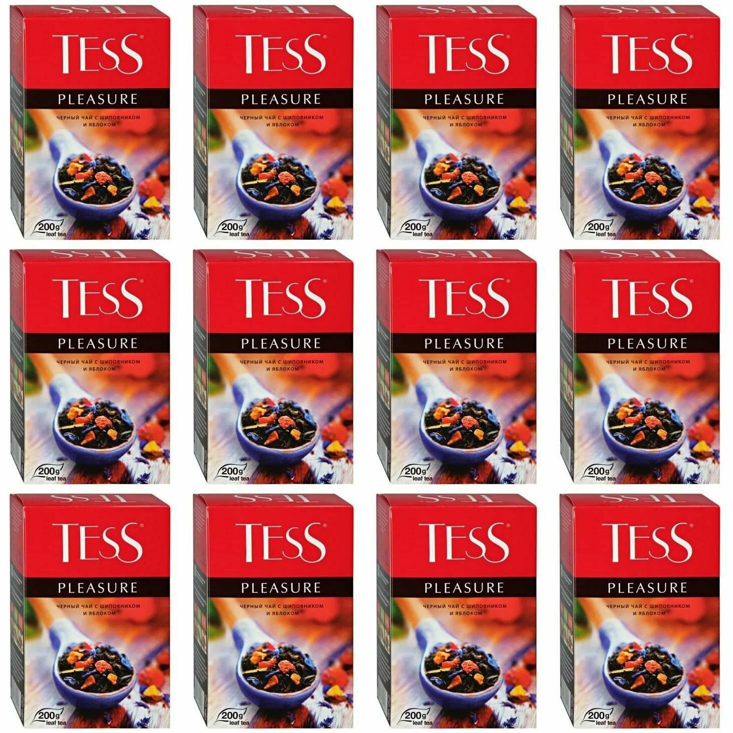 Tess Чай черный Pleasure Шиповник, Яблоко, 200 г, 12 шт в коробке/