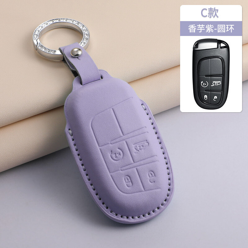 Чехол для ключа Jeep Style C 3D Кристаллическое кольцо Фиолетовый Браслет Подходит для Grand Commander Compass Renegade