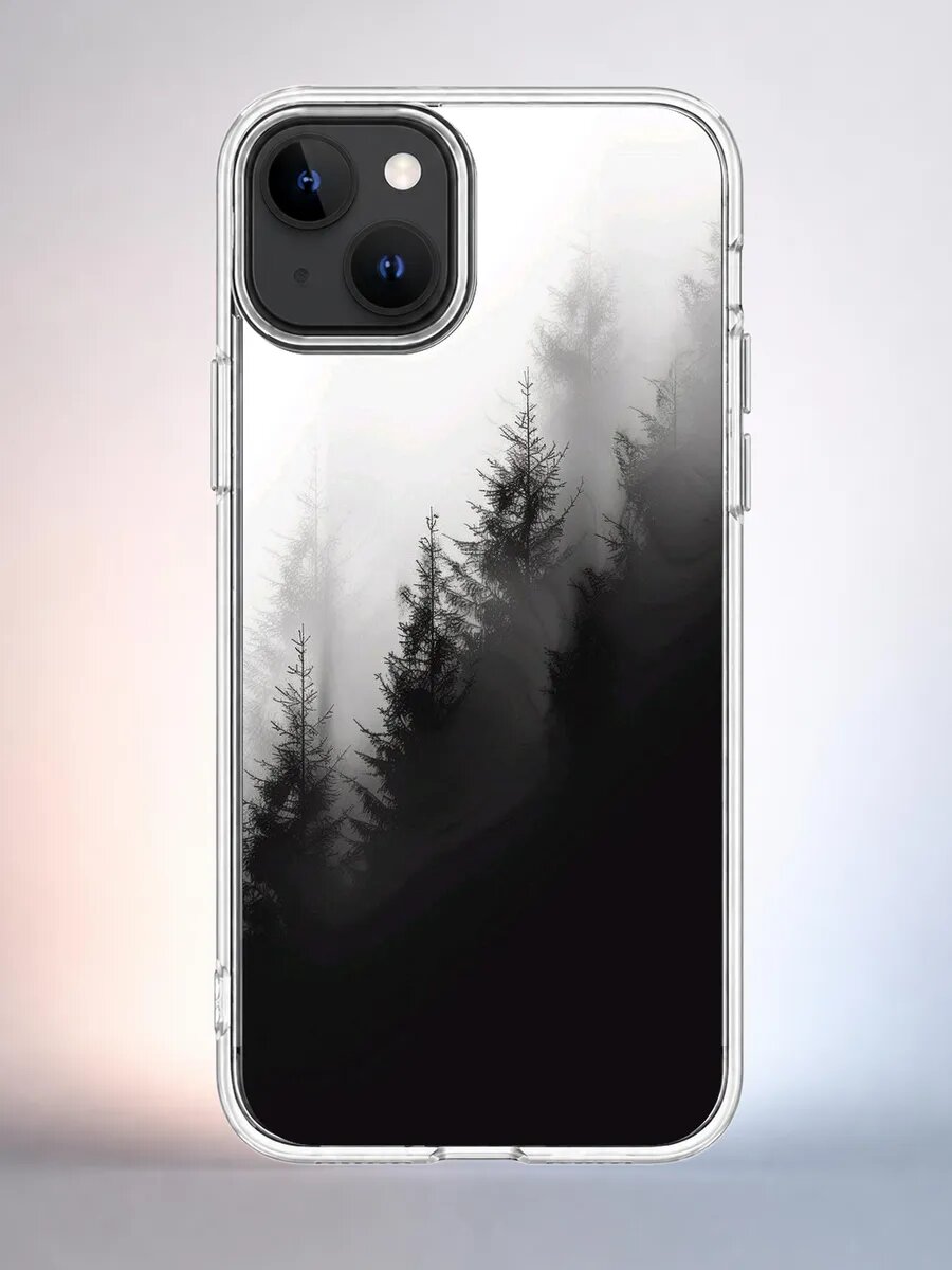 Чехол iPhone 14 горный туман силиконовый прозрачный