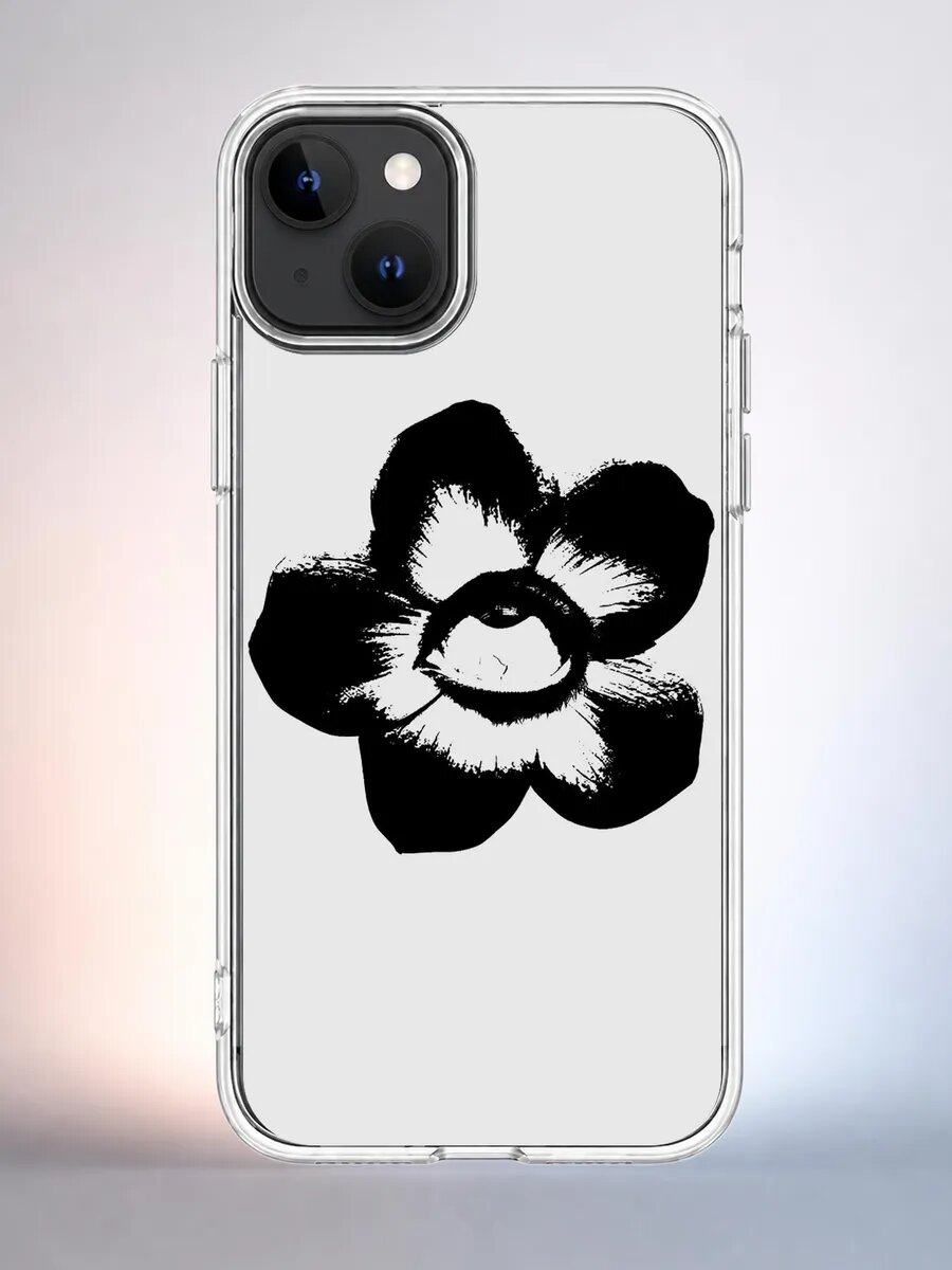 Чехол iPhone 13 цветок с глазом силиконовый прозрачный