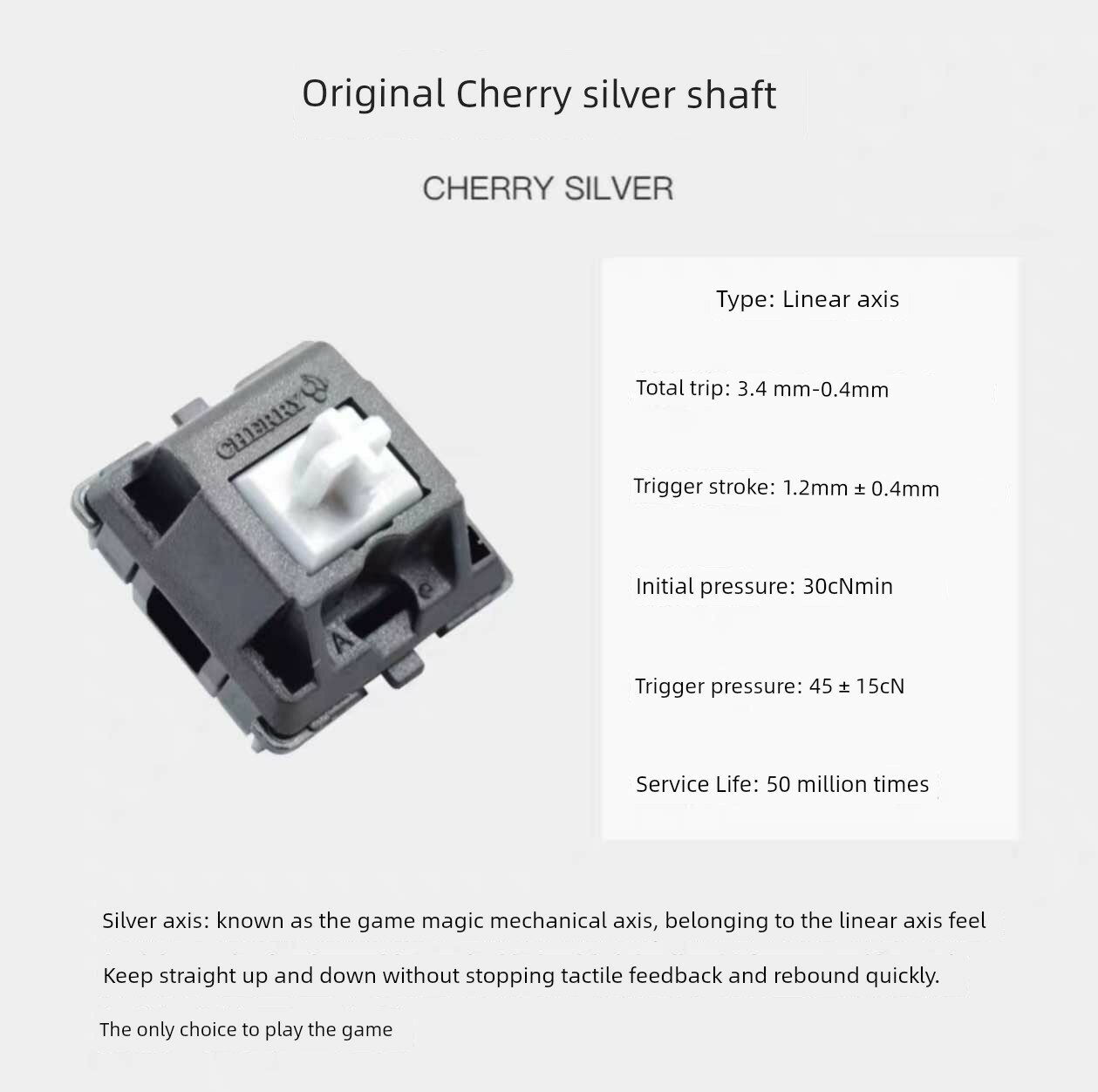 Черные переключатели Cherry для механической клавиатуры: черный корпус, серебристые переключатели, 4 шт. для игр