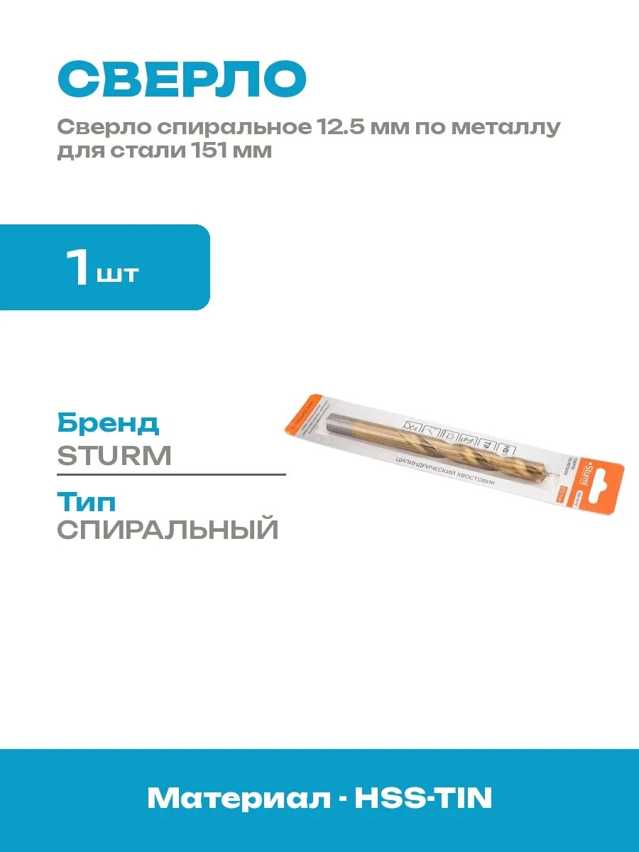 Сверло по металлу 12.5 мм с цилиндрическим хвостовиком 151