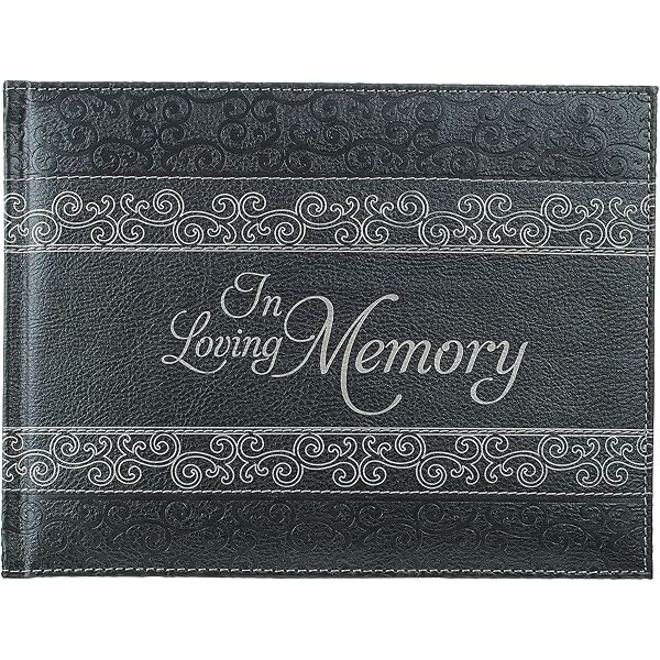 Christian Art Gifts in Loving Memory Guest Book - Grey Padded Faux Leather w/Debossed Cover Design - Condolence Book, Funeral Guest Book, Memorial Sign-in Book for Funerals & Memorial Services，Reprinted paperback book