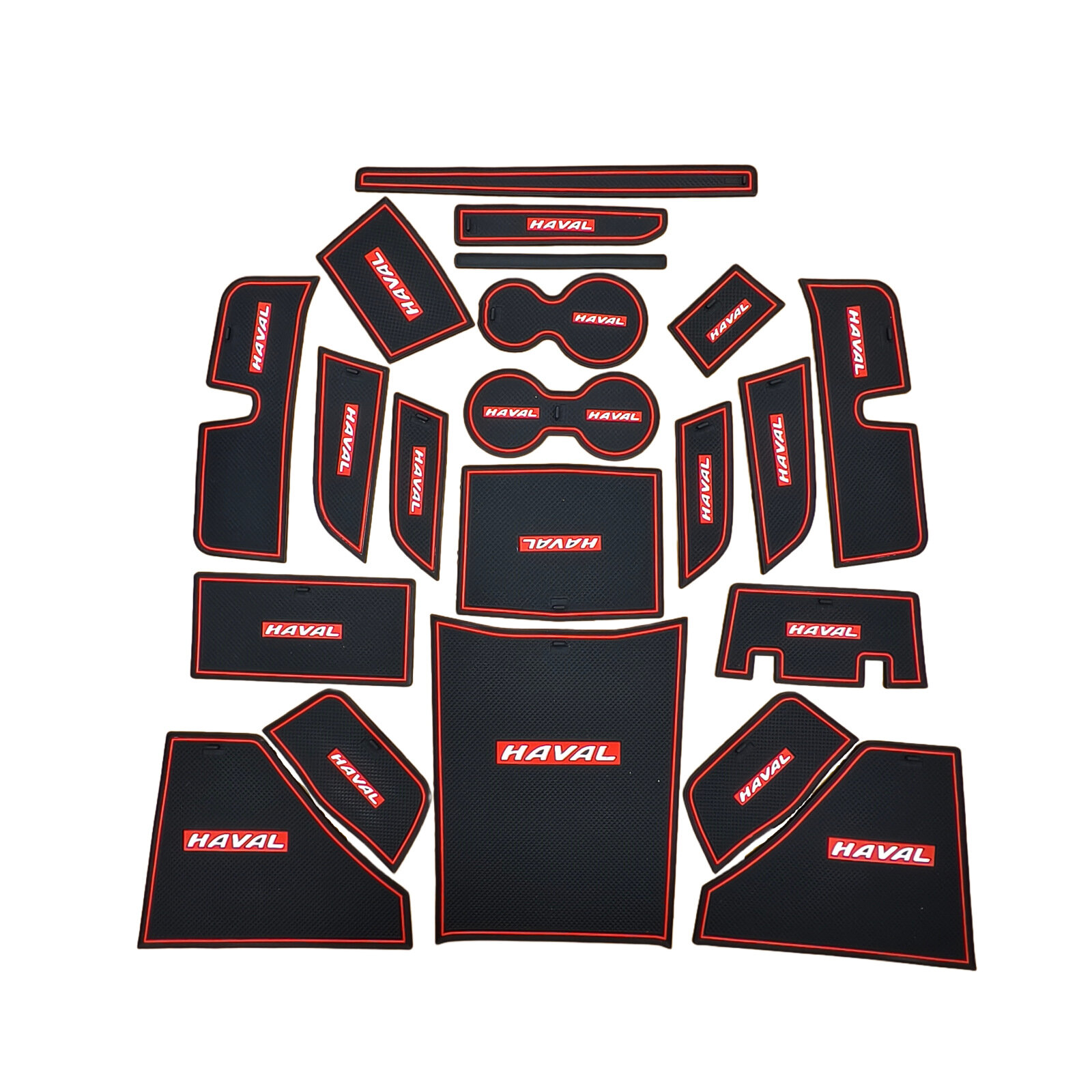 Силиконовые противоскользящие накладки MyPads L622214 на Haval Jolion 2021- 2026 в салон автомобиля на дверь, подстаканник, на подлокотник, черно-к.