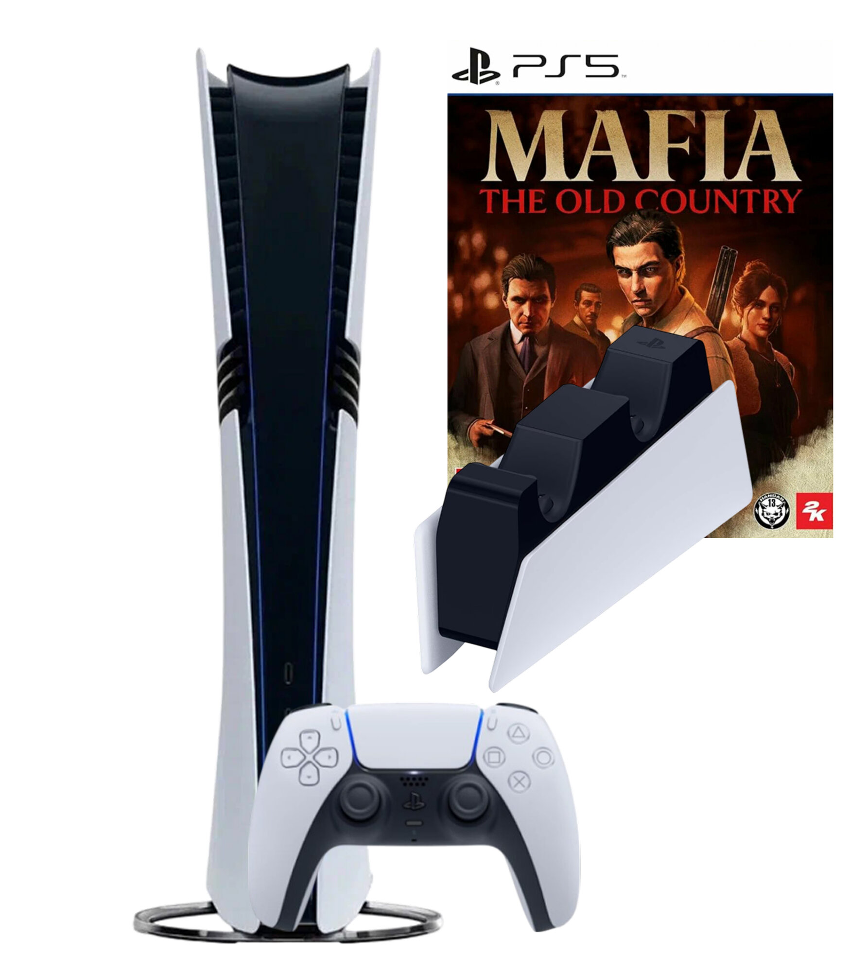 Игровая приставка PlayStation 5 Pro + игра Mafia The Old Country + станция зарядки