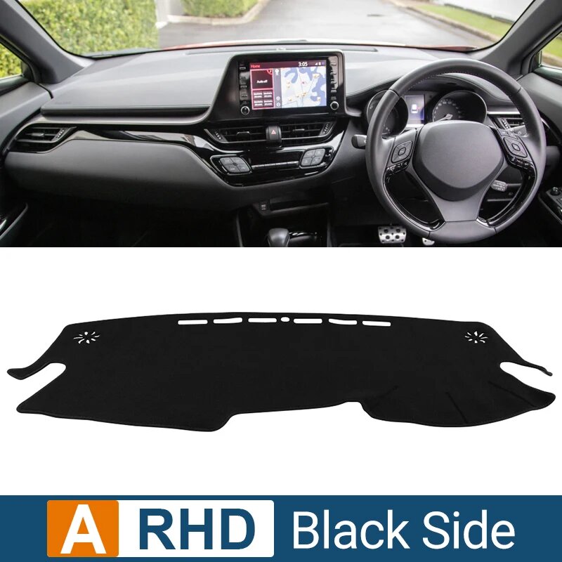 Коврик-накидка На Приборную Панель Для Toyota CHR C-HR 2016-2023, Нескользящий, A Black Side RHD