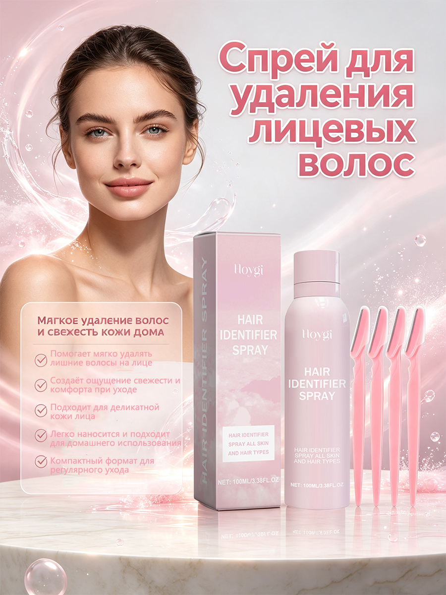 Спрей для удаления волос на лице Нежный очистка Уменьшите чувствительность кожи Спрей для распознавания волос на лице