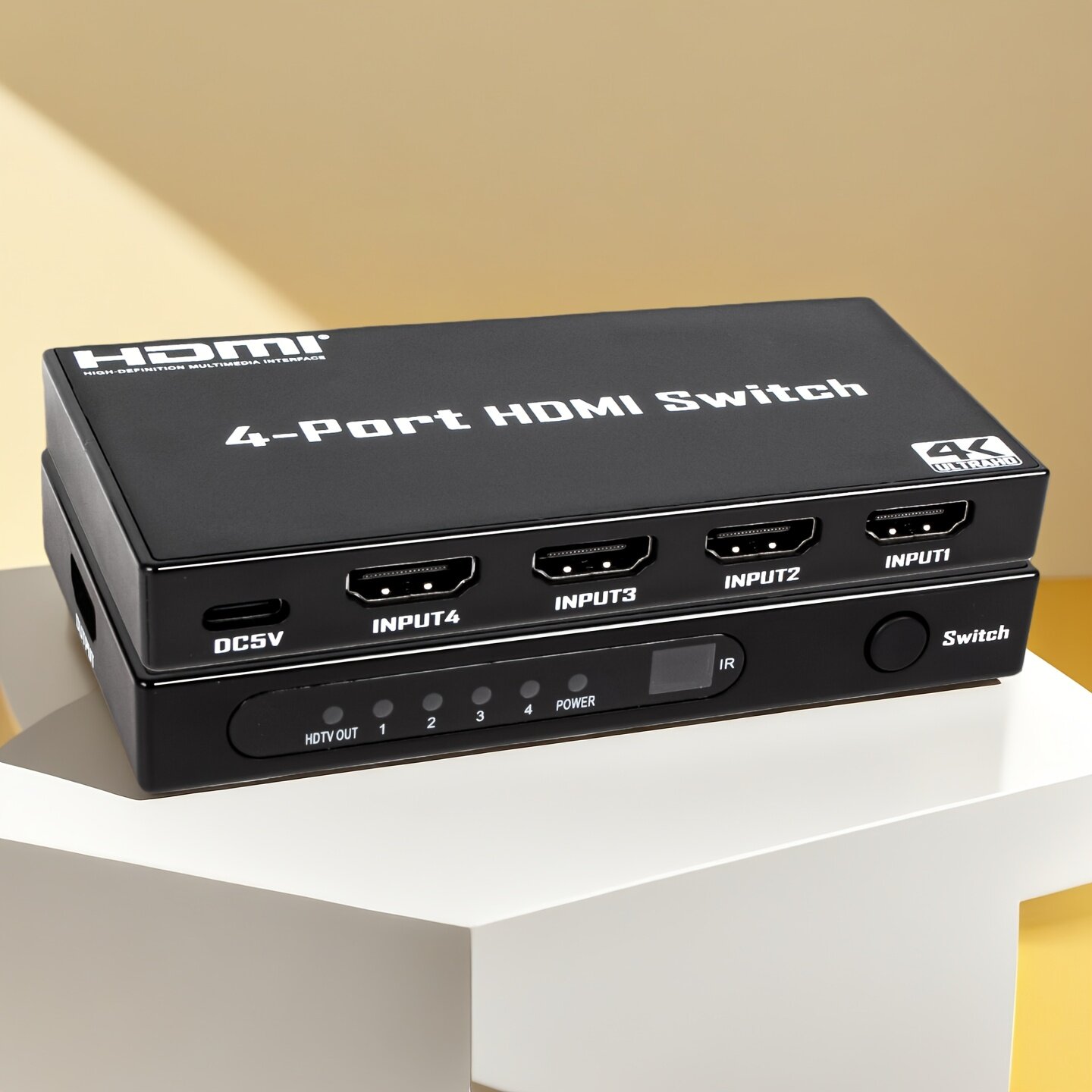 Коммутатор HDMI 4x1 4K с ИК-пультом ДУ, 4-портовый селектор для телевизоров и мониторов, поддержка HDR, 3D, HDCP 1.4, цвет: черный
