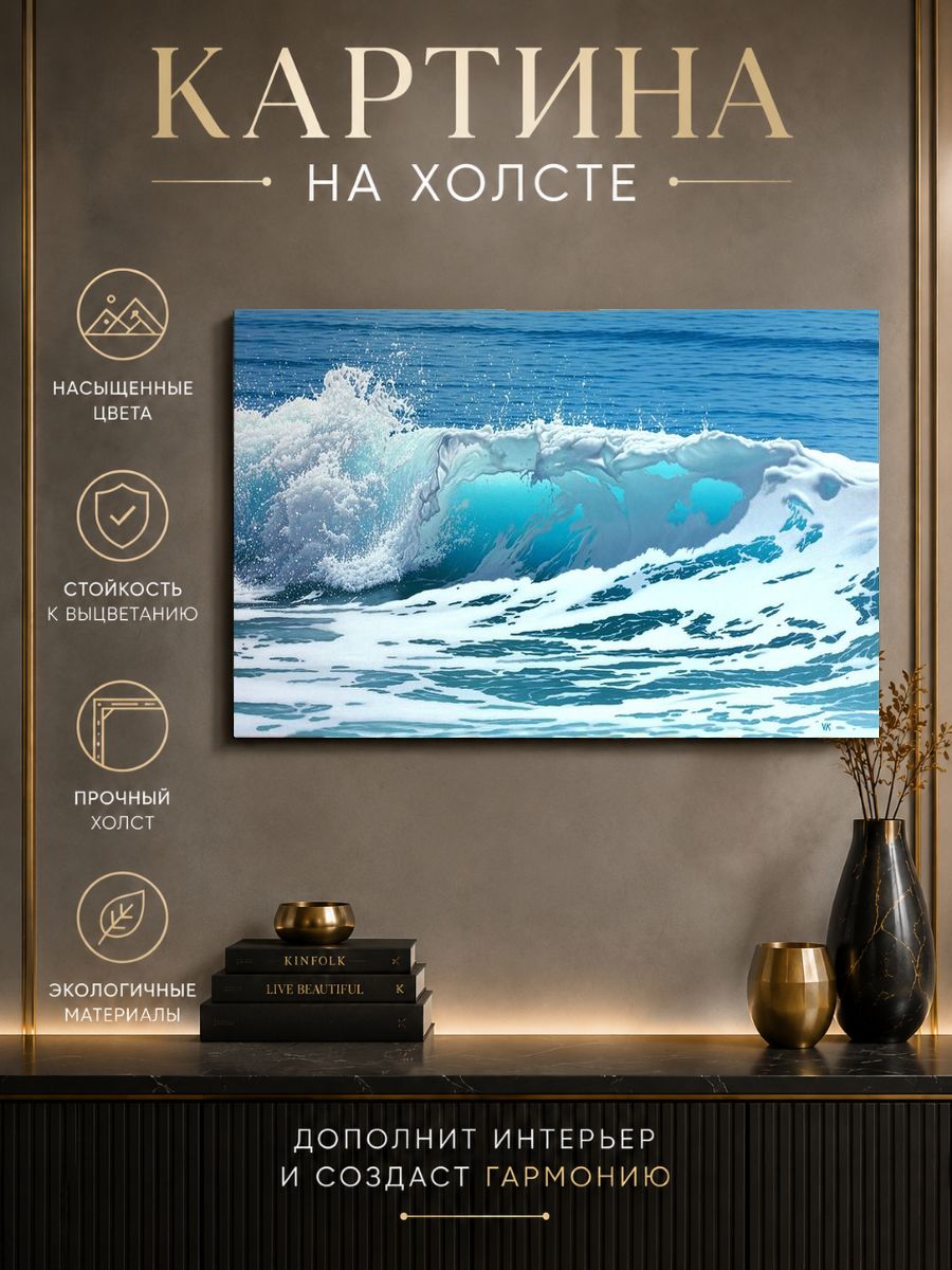 Картина на холсте Волна 40x30 см