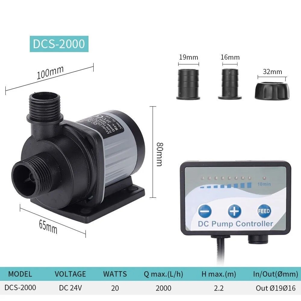 Аквариумный погружной насос Jebao DCS-2000 DC 24V 20W 2000L/h