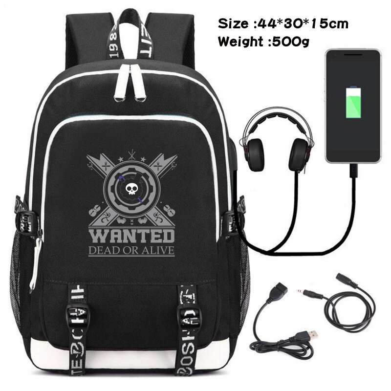 Аниме-рюкзак One Piece, канвас, 44×30×15 см, 500 г, USB-порт, отделение для ноутбука 16", для учёбы и путешествий