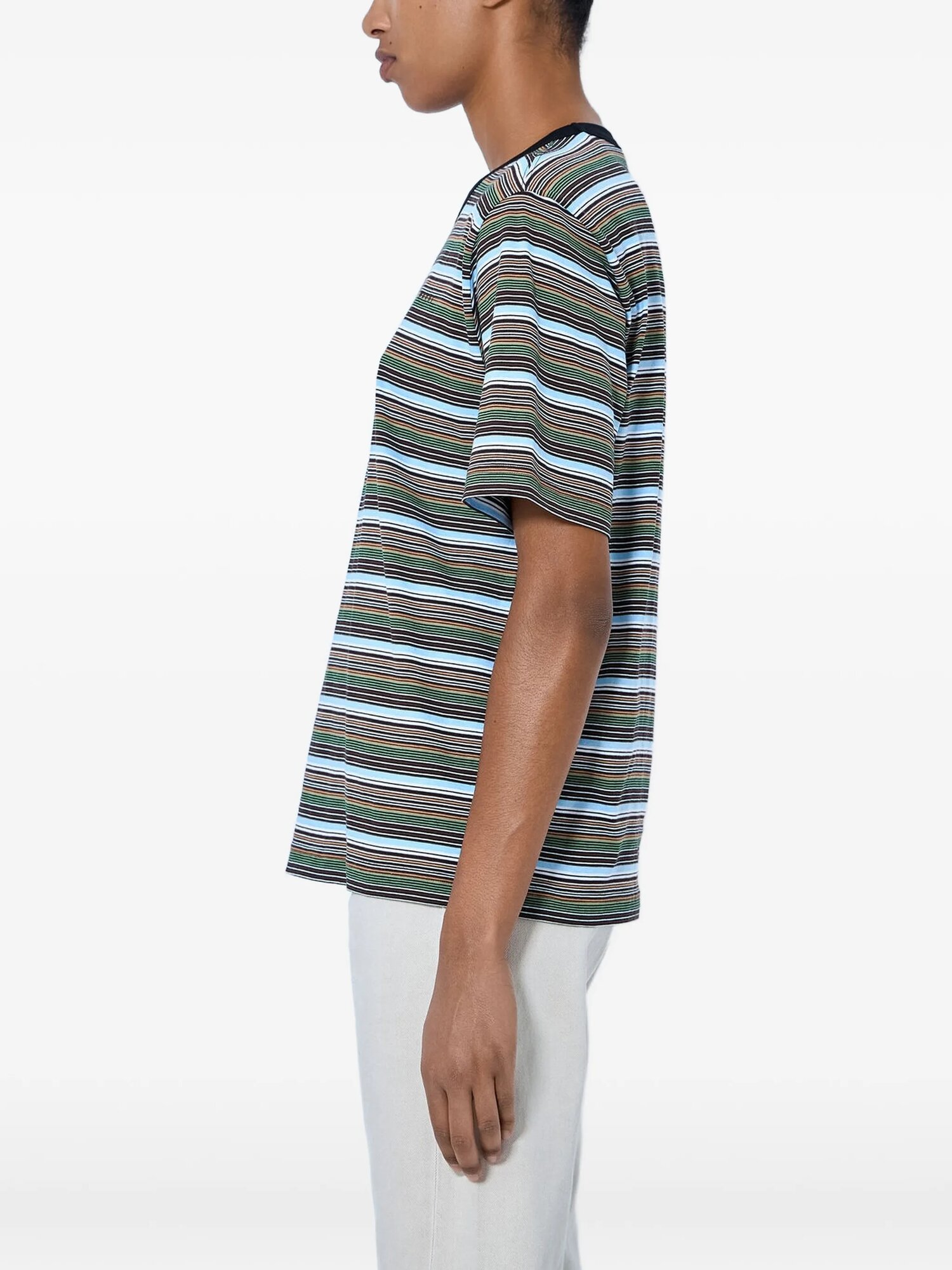 Футболка Marni Striped-pattern T-shirt, размер 40, синий — фото 1