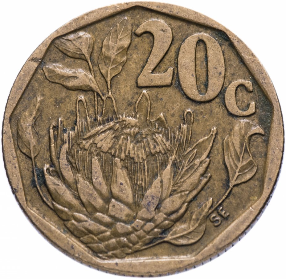 Монета ЮАР 20 центов 1990 1995, случайный год