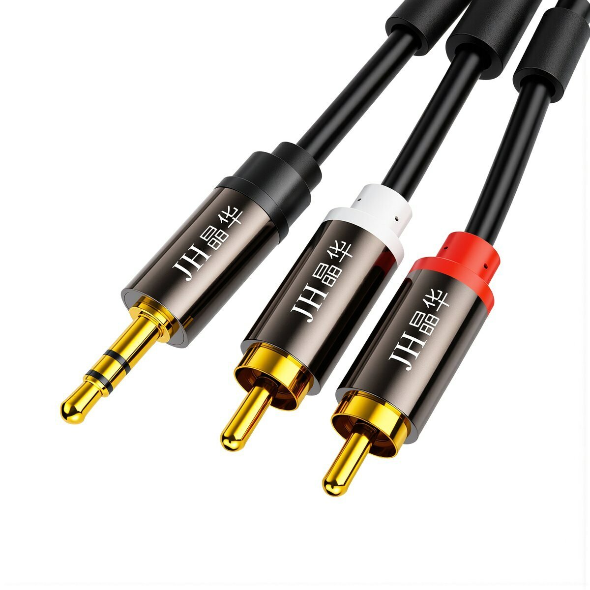 Алюминиевый прочный аудиокабель 3.5 мм 1.5 метра с двумя разъемами RCA подходит для подключения смартфона телевизора компьютера к колонкам для передачи чистого звука