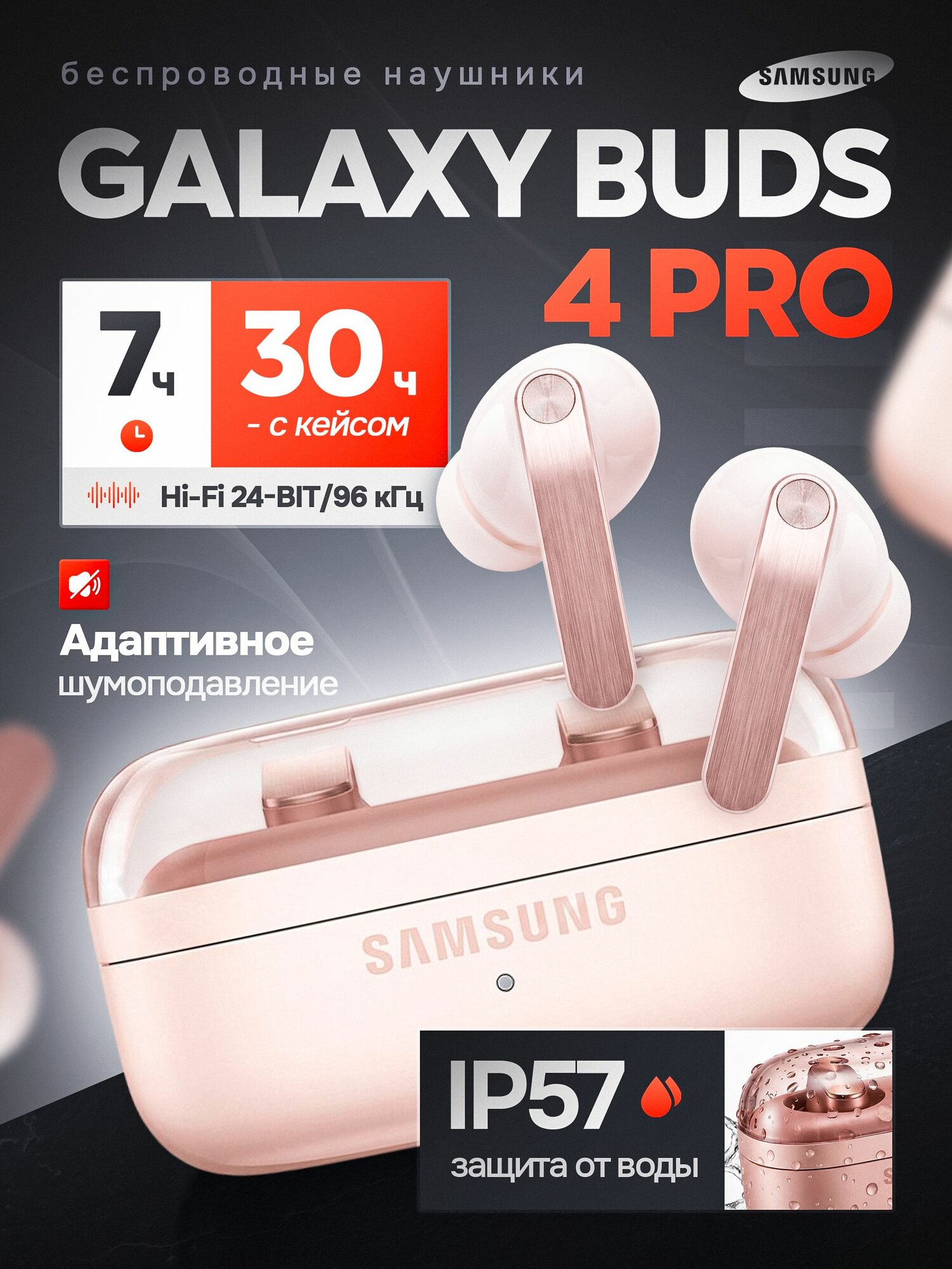 Наушники беспроводные для телефона с микрофоном и шумоподавлением Buds 4 pro