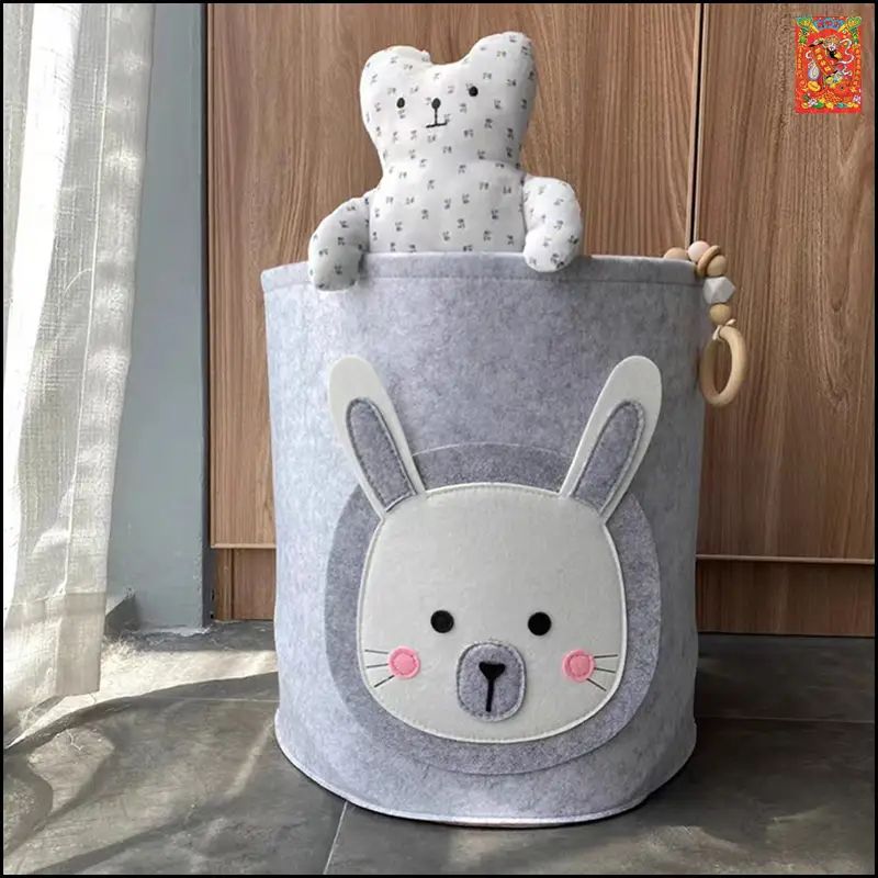 Корзина для игрушек из фетра, серый металлик, органайзер для хранения вещей, практичное решение для детской комнаты и го