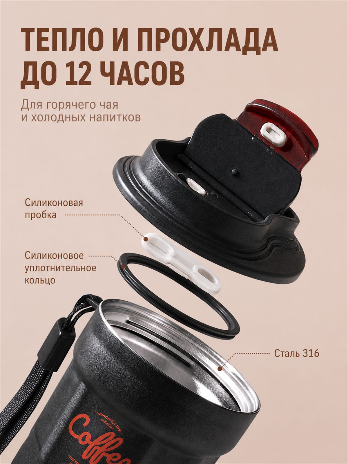 Термос, 0,36 литра — фото 1
