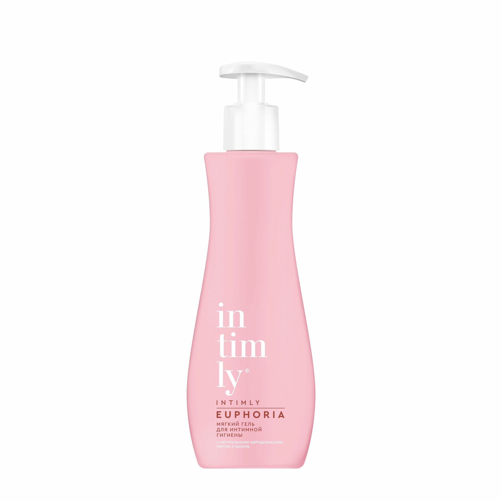 INTIMLY Euphoria, Гель для интимной гигиены женский с молочной кислотой с натуральными афродизиаками персик и ваниль, 220 мл.