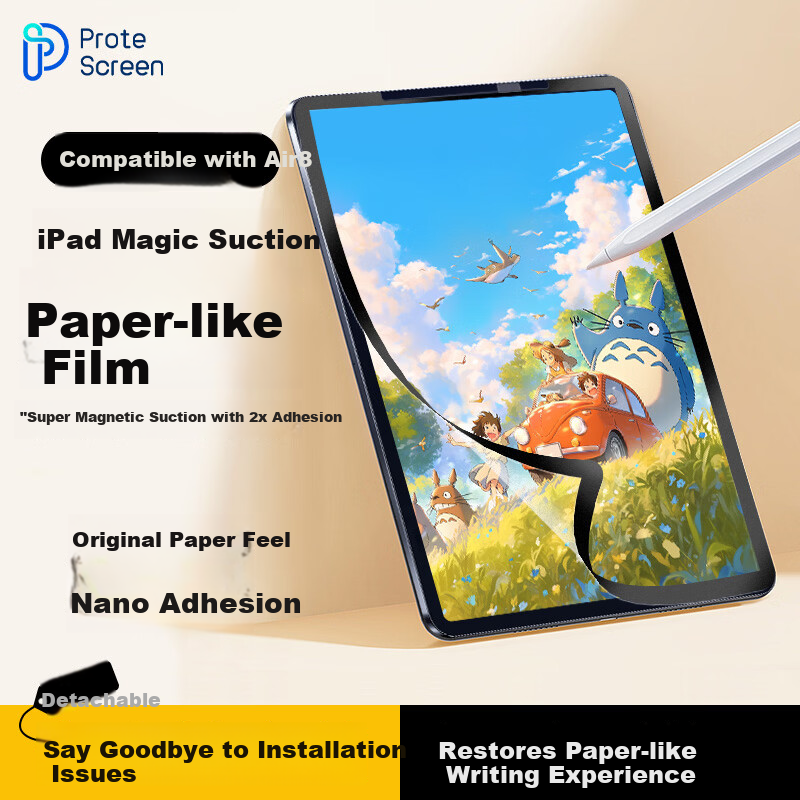 PROTESCREEN Магнитная матовая пленка с бумажным покрытием для iPad Pro 12.9 дюймов (18-22 моделей) с съемной рамкой
