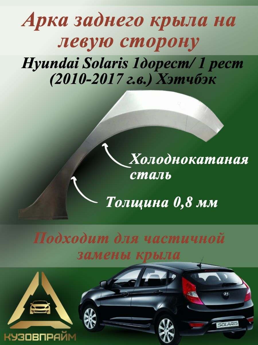 Арка ремонтная задняя левая Хендай Солярис 1 (Хэтчбек), холоднокатаная сталь 0.8мм, 1шт.