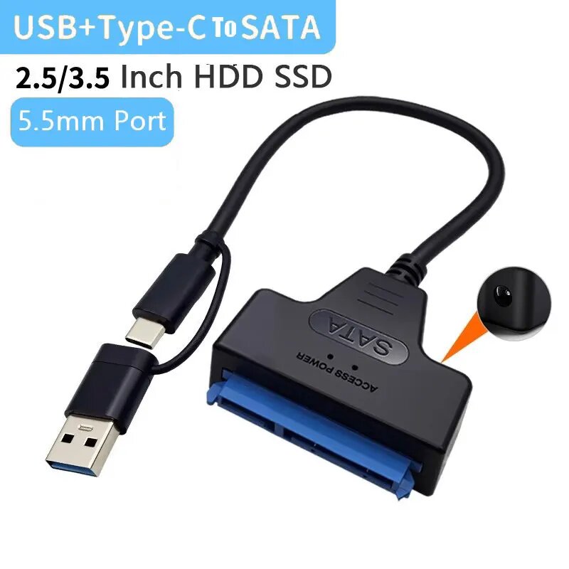 USB Type-C на SATA 2.5/3.5" HDD/SSD, черный