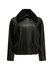 Пальто IVY OAK Shearling-collar leather coat, размер 44, black
