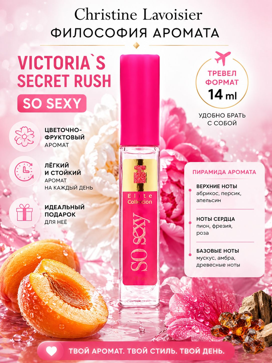 Духи женские Elite Collection So Sexy парфюм женский, сладкий, 14 мл