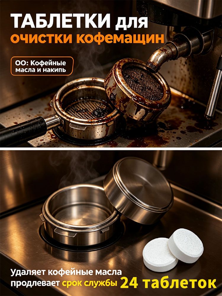 Средство для чистки кофемашин в таблетках, для всех моделей, удаление масел и накипи