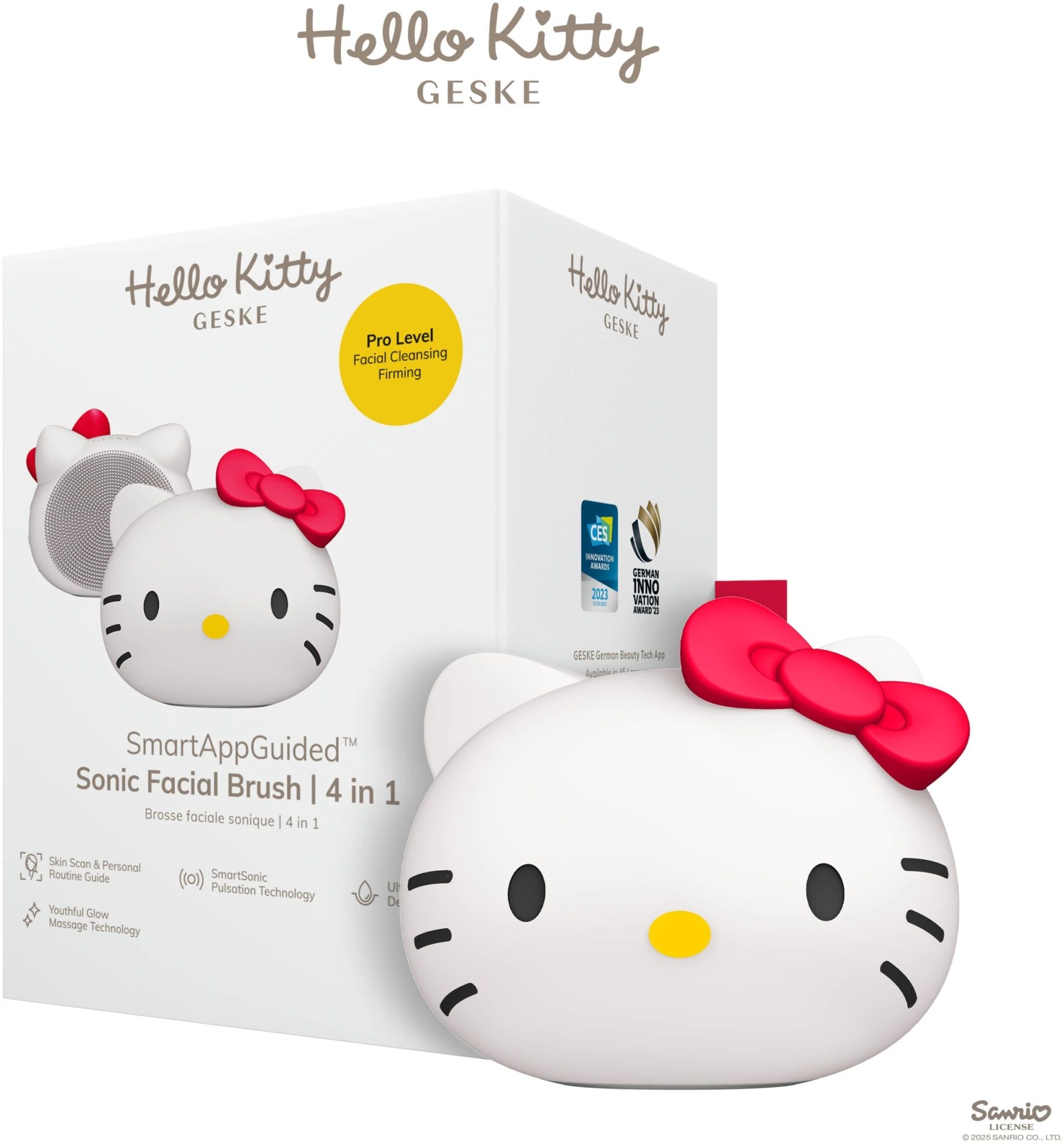 Geske Универсальная щетка для лица 4-в-1 Hello Kitty SmartAppGuided Sonic Facial Brush 4 in 1