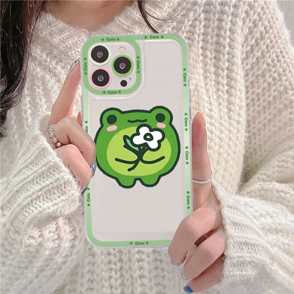Мятно-зеленый чехол для телефона с лягушкой и грибом для iPhone 16, z6-m100016, For iphone 13 pro