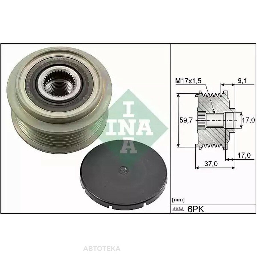 Шкив генератора MAZDA MPV II (1999-2006) INA 535003510