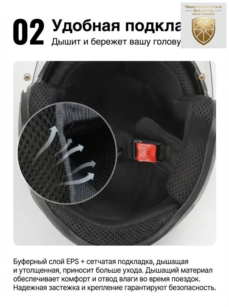 Мотошлем открытый черный универсальный, ABS пластик, визор, сертификация DOT