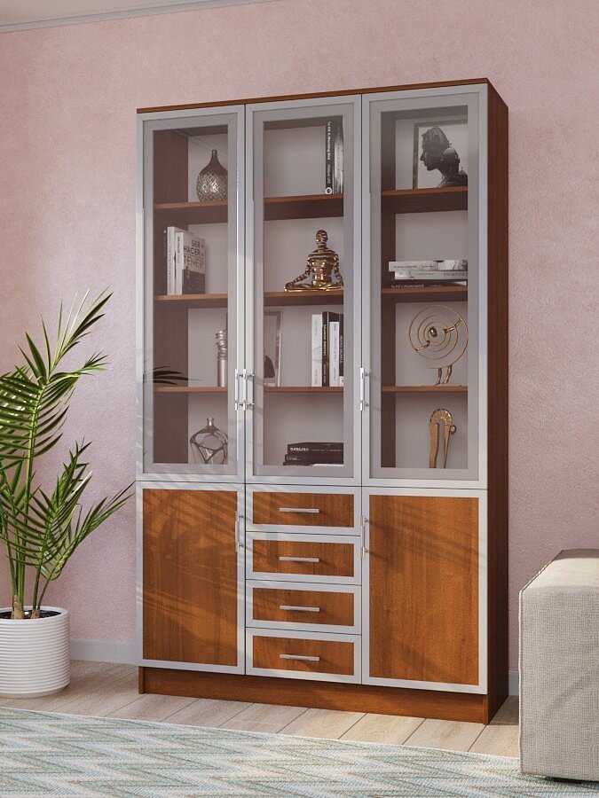 Книжный шкаф МебельЛэнд24 Альма - 18 Орех Экко 130x30x240