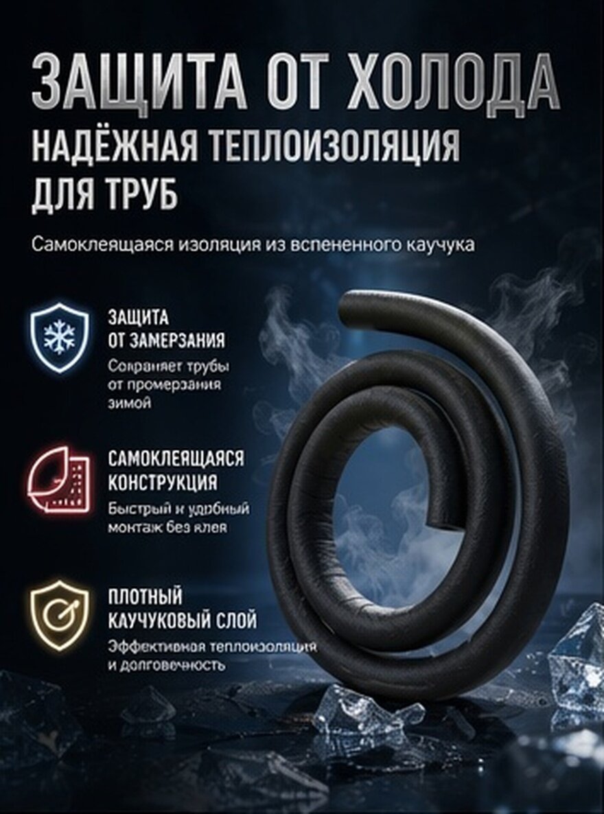 Трубная Изоляция Из Пенопласта Для Защиты От Мороза 180.00X1.60X0.90Cm Черный