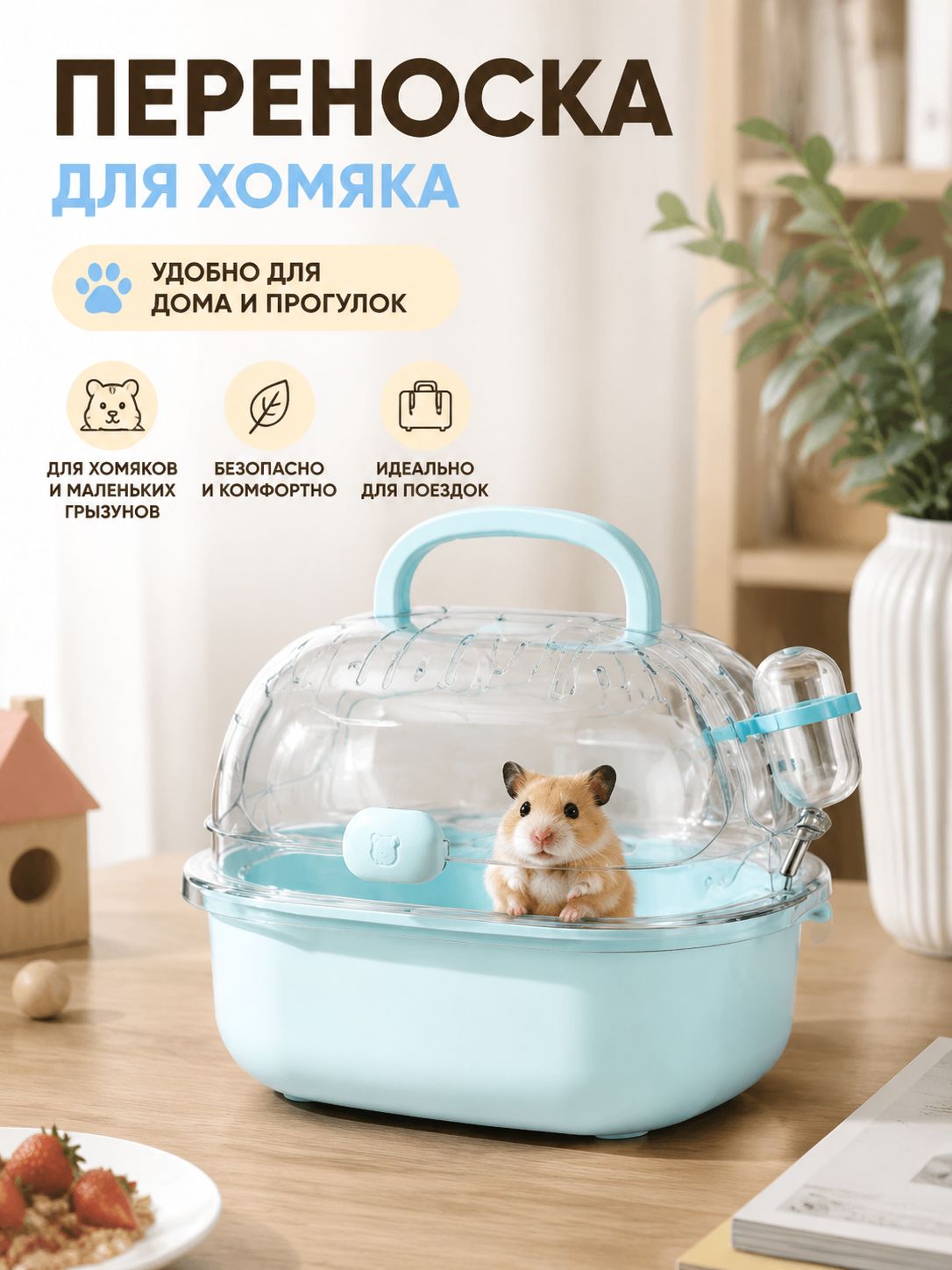 Переноска с поилкой для хомяка