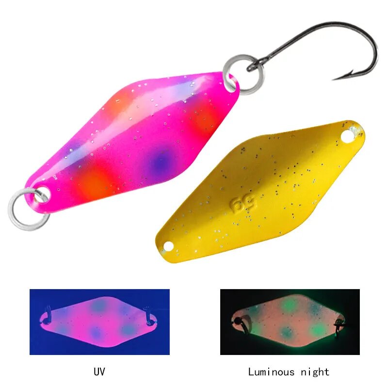 Блесна-ложка Rhombus Copper Spoon SHENGMEIYU с двусторонней УФ-светящейся покраской 3.5g, 7